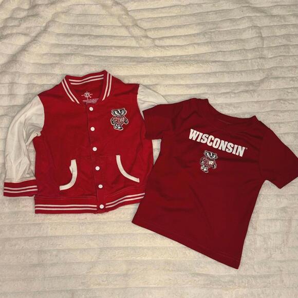 NCAA | Shirts & Tops | 2t Wisconsin Badger Shirt Varsity Jacket Uw ...